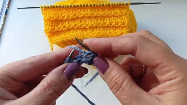 Узор спицами горизонтальная цепочка.