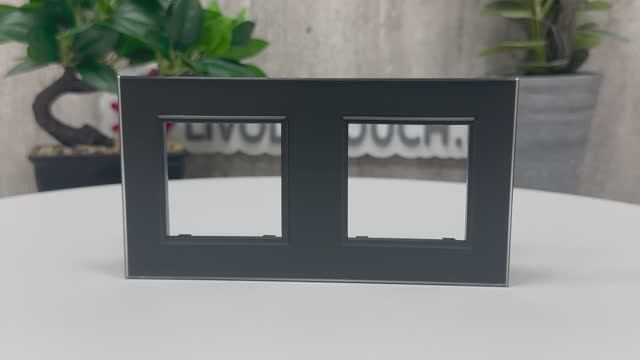 Рамка для розетки Livolo 2 поста, цвет черный матовый, стекло, BB-C7-SR/SR-12 MT