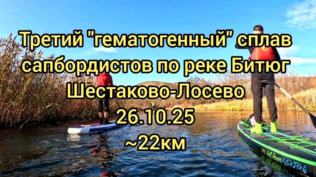 Третий "гематогенный" совместный сплав по реке Битюг на сапбордах. Шестаково - Лосево. 26.10.25