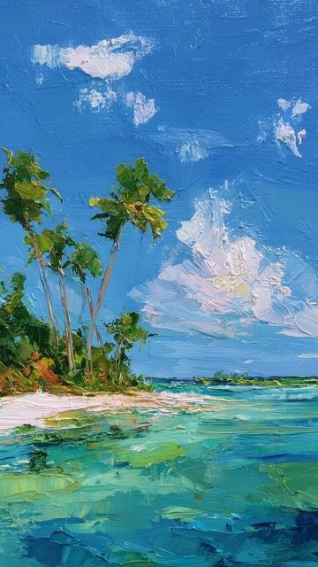 Пальмы, качающиеся от ветра (картина #971) / Арт-студия Нормова