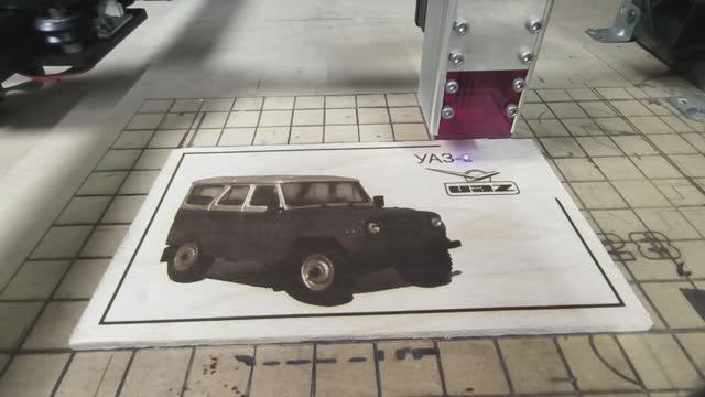 ЛАЗЕР ФОТО ПРОЖИГ ПИРОГРАФИЯ УАЗ-31514 ЛАЗЕРНЫЙ СТАНОК ГРАВЁР УСКОРЕНИЕ x64 GARAGE-28 RETROCHE UAZ