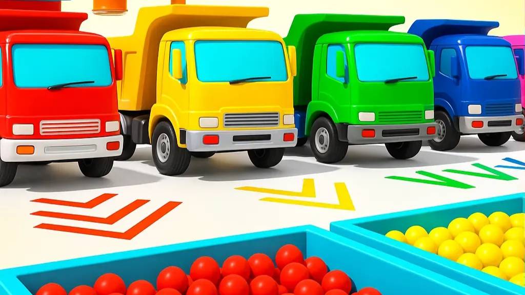 Машинки траки шарики Мультфильм про Машинки  Грузовики и Шарики  Учим Цвета для Детей