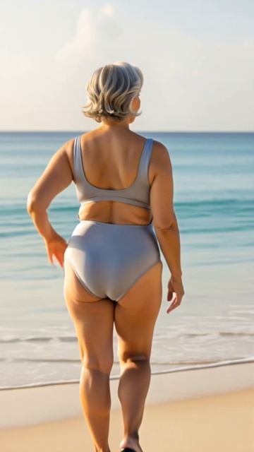 Natural Older Women Over 50 💖 classy Lilac Bikini #shortvideo #shorts