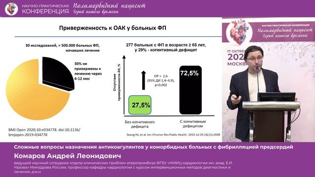 Комаров А.Л. Сложные вопросы назначения антикоагулянтов у коморбидных больных с фибрилляцией предсер