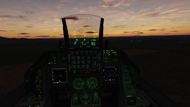 F-16C Viper. Тренировка. Ночная посадка на короткую ВПП.