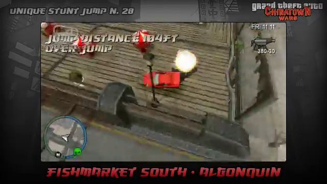 GTA Chinatown Wars - Walkthrough - Unique Stunt Jump #28 - Fishmarket South (Algonquin)