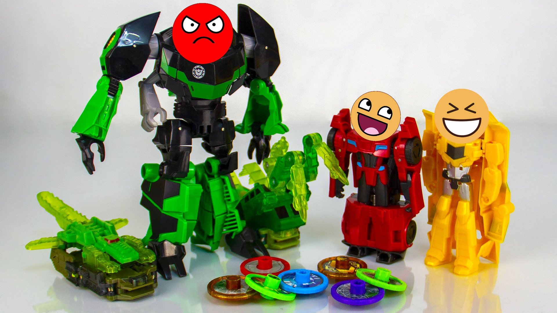 Трансформеры Сайдсвайп и Бамблби шутят с роботом Гримлоком. Мультики для детей.