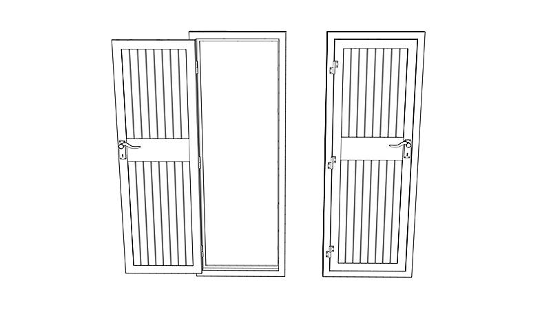 Судовая деревянная дверь B. Чертёж. Ship wooden door B. Drawings.