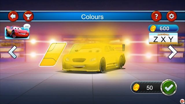 Тачки. Выбор нужного цвета для гонки