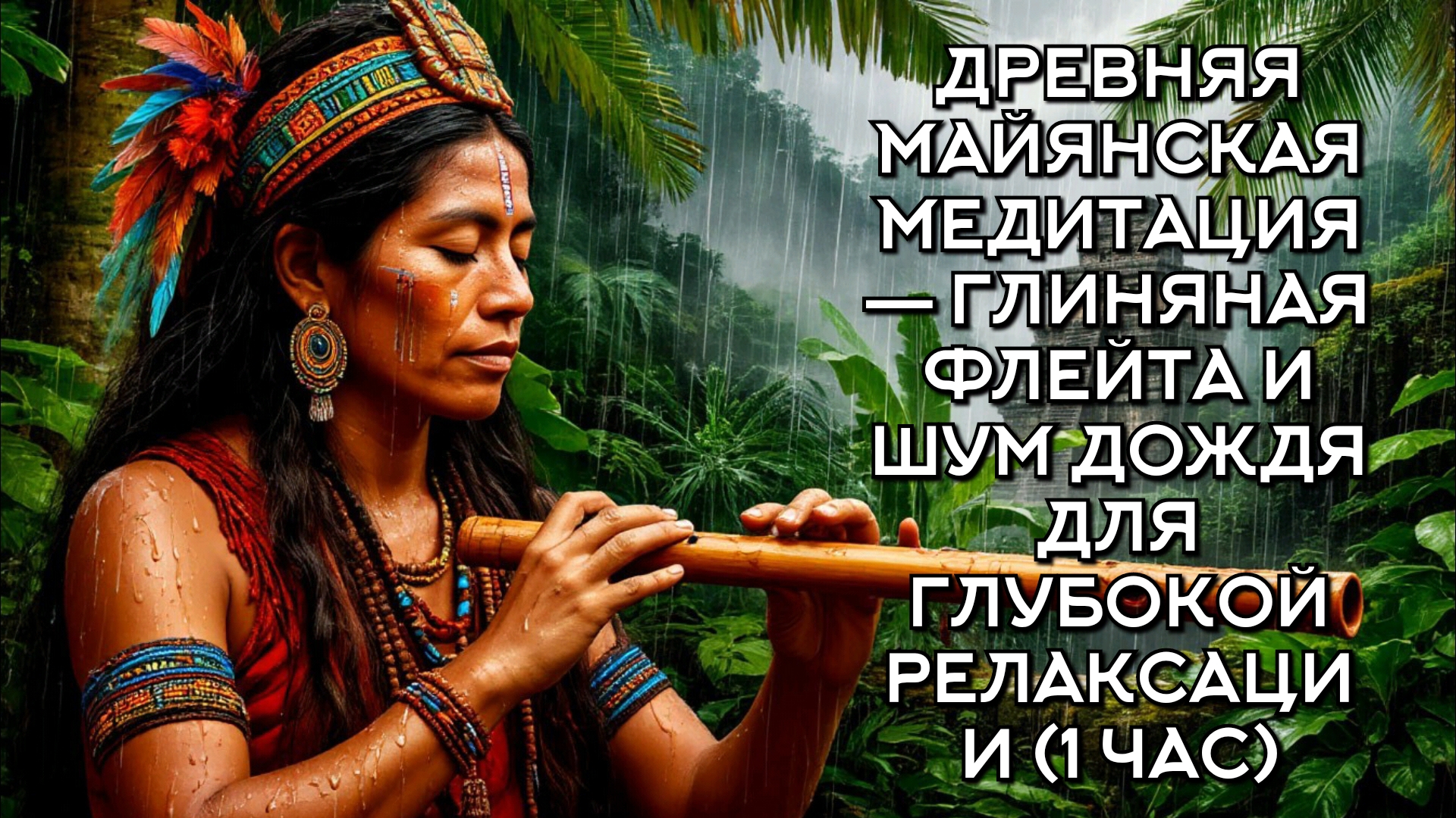 Древняя майянская медитация — глиняная флейта и шум дождя для глубокой релаксации (1 час)