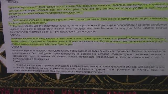 Публичное Оглашение  "О Правах Коренных НаРодов"  на Входной Двери. Ратифицирована .