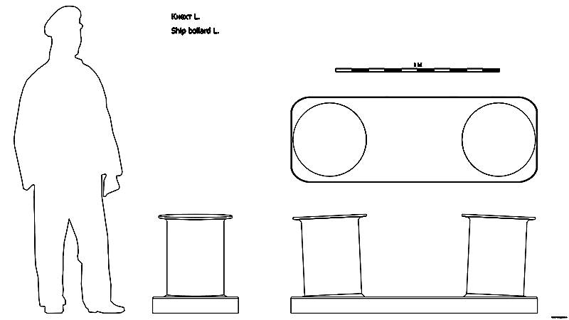 Кнехт L. Чертеж. Ship bollard L. Drawings.