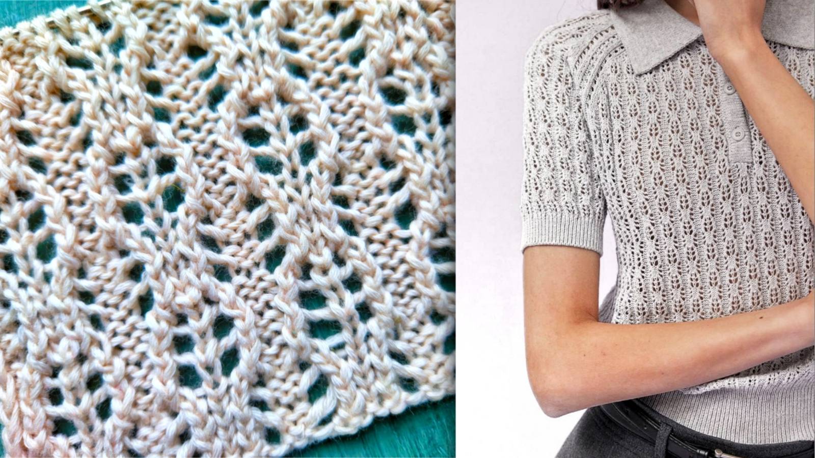 Легкий эффектный узор спицами ⭐️ Разбор ажурного узора джемпера-поло