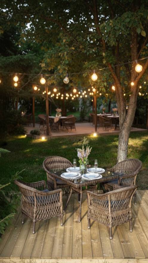 Обеденная группа для террасы СИЦИЛИЯ искусственный ротанг круглого плетения