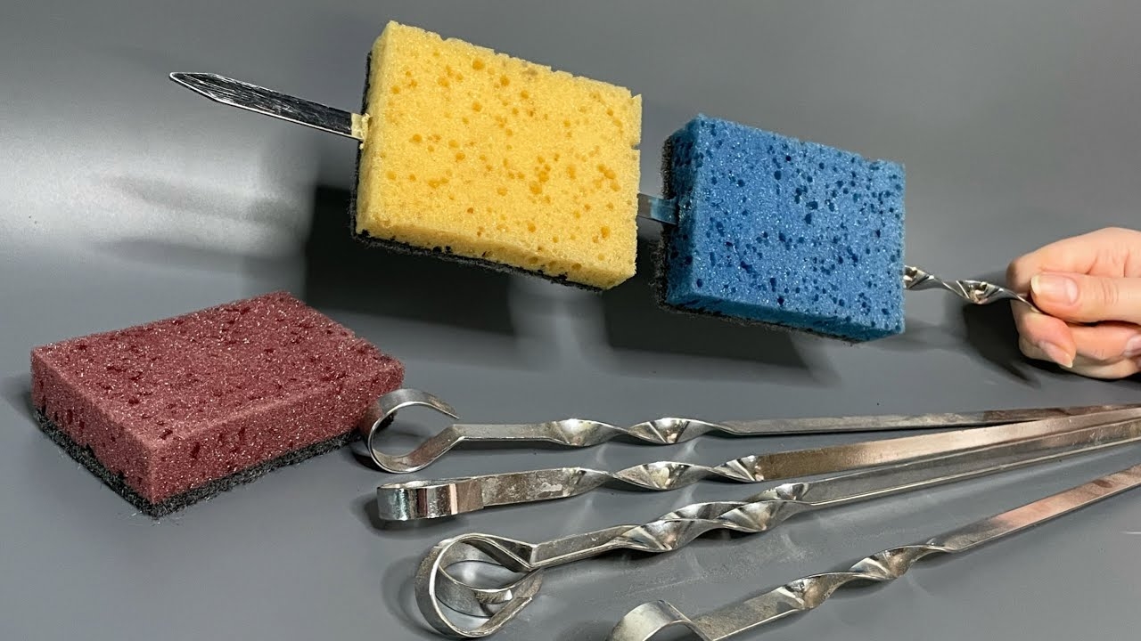 Мало кто знает этот секрет😱Надела губки на шампур и удивилась!