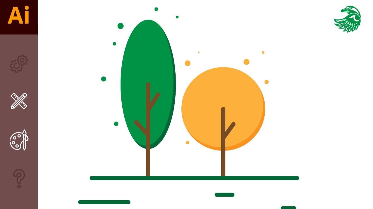 Плоские деревья в иллюстраторе