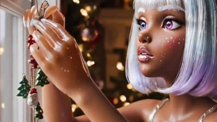 ASMR от ИИ 🎄 Стеклянная девочка готовится к Новому году и Рождеству | Звуки, свет и спокойствие