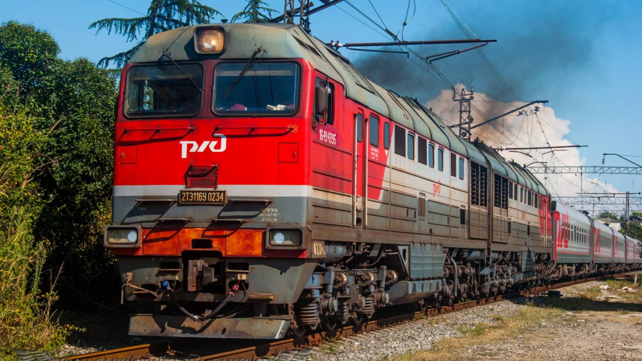 Локомотивы на станции Адлер-манёвры тепловоза 2ТЭ116У и электровоза 2ЭС4К