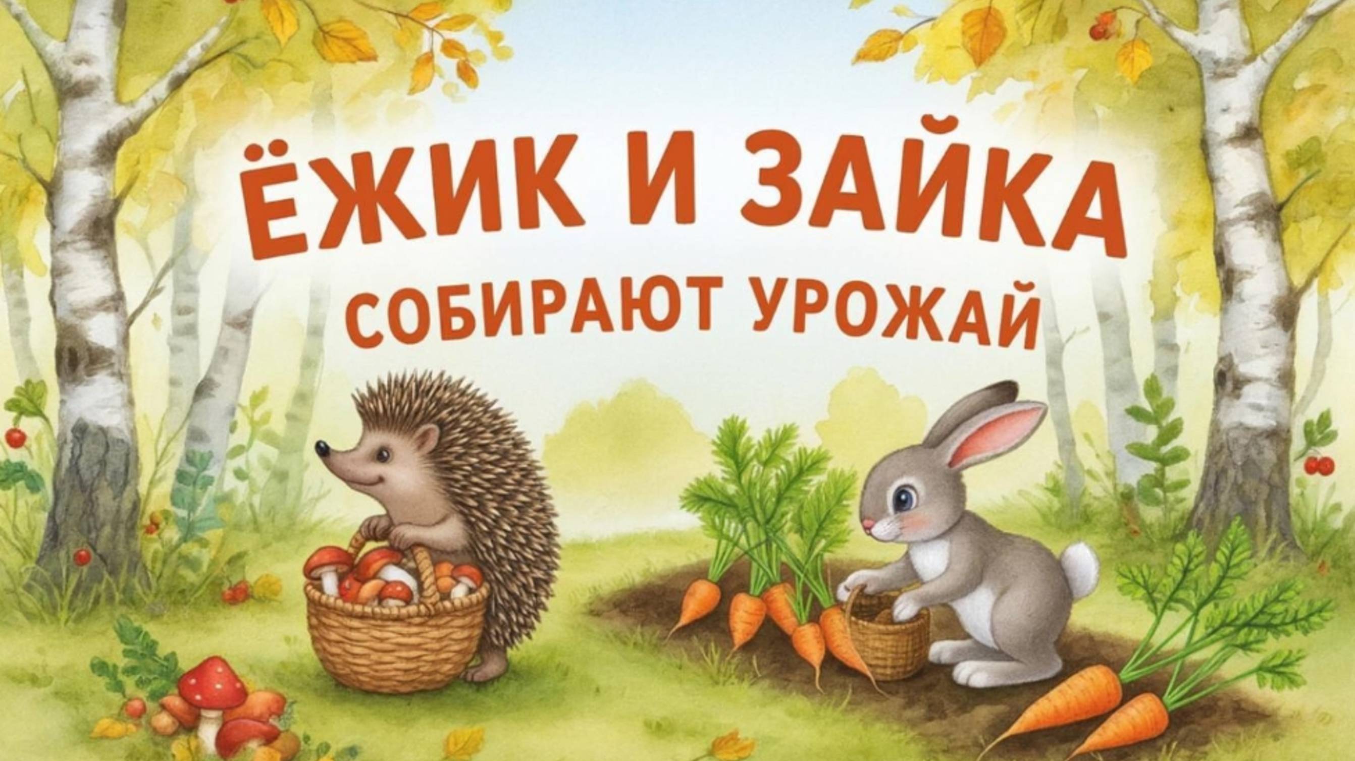 Мультфильм для детей. Ёжик и Зайчик отправляются собирать урожай