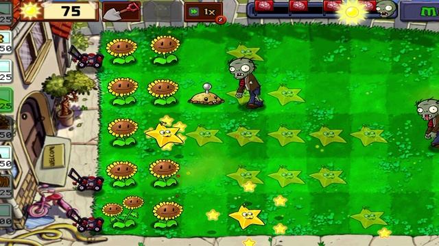 Прохожу мини игру "Видеть звезды" в PVZ 1+ достижение "Стреляющие звезды"