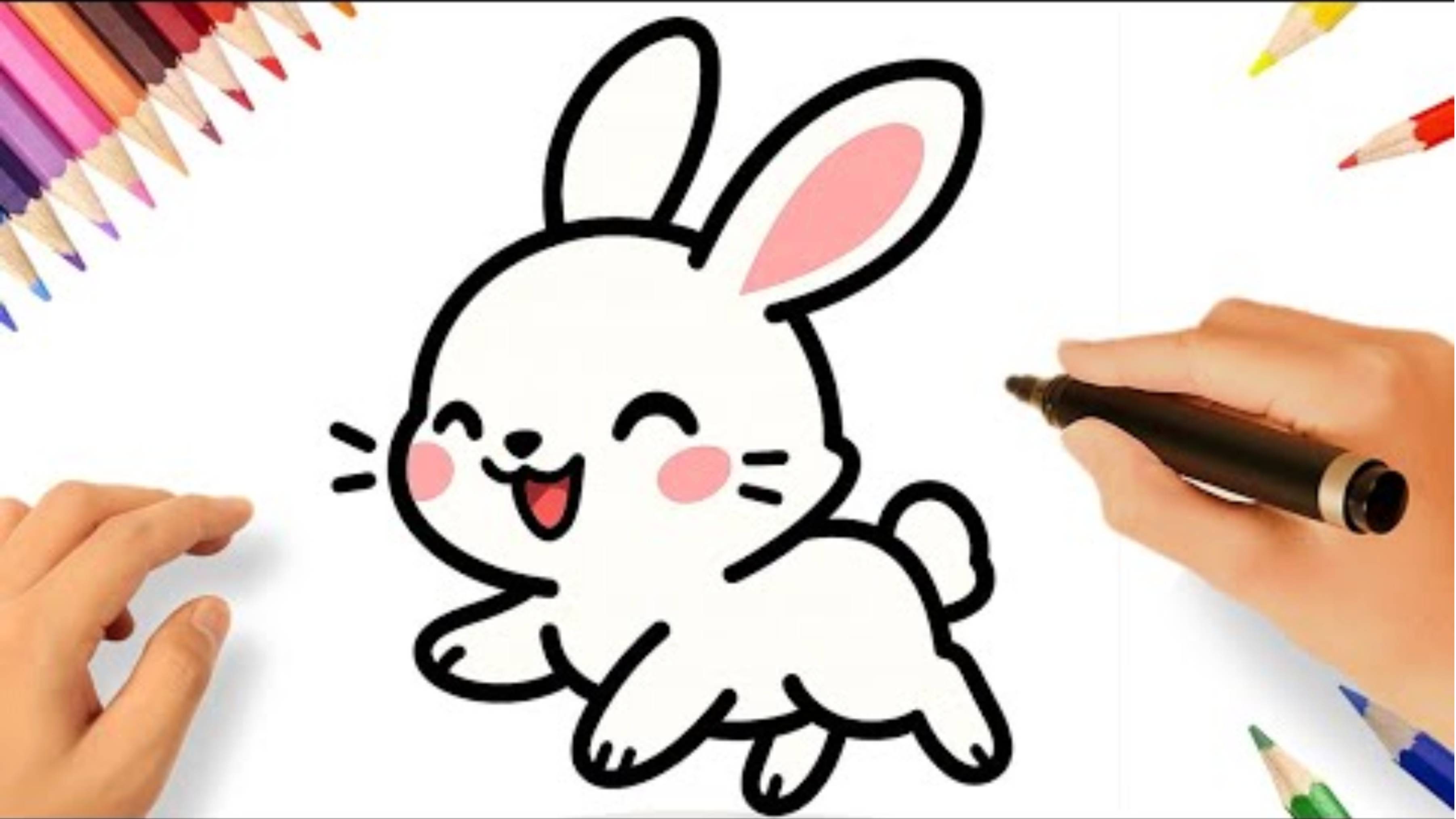 КАК НАРИСОВАТЬ ПРОСТОГО КАВАЙНОГО БЕЛОГО СМЫШЛЕНОГО ЗАЙЧИКА 😄