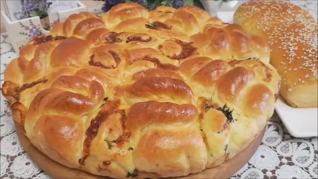 Нежный и вкусный пирог с капустой зеленью и сыром ЦВЕТОЧЕК |капустный пирог