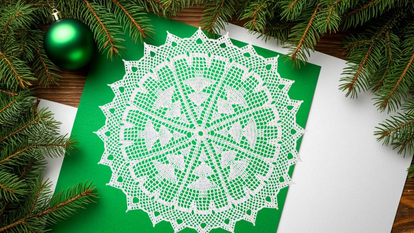 Простая салфетка с елочками. Часть 2