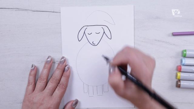 Рисуем вместе! Новогодняя овечка!