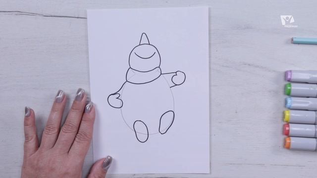 Рисуем вместе! Новогодний снеговик! ☃️