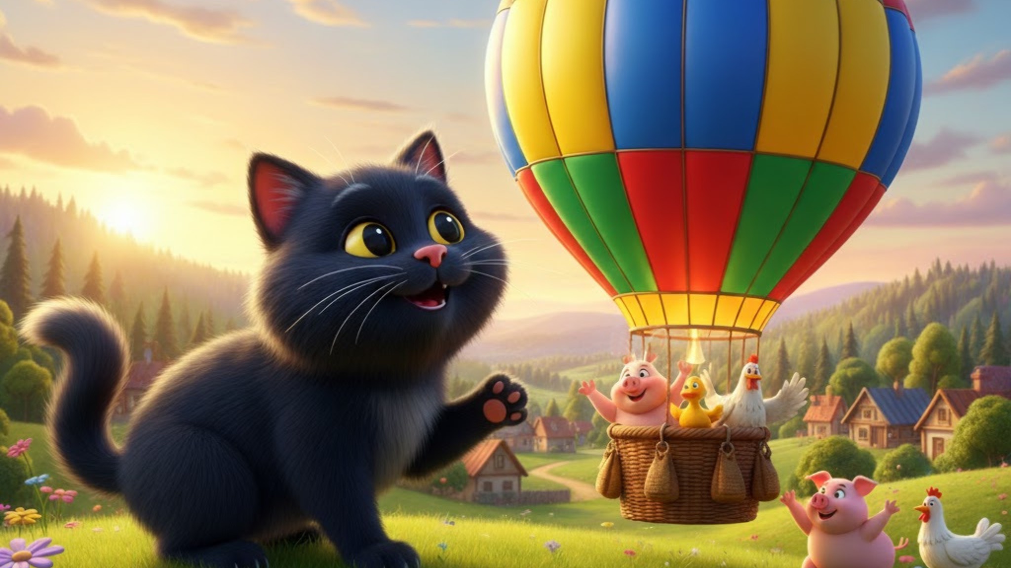 Сказка Котик Мур Мур и путешествие на воздушном шаре