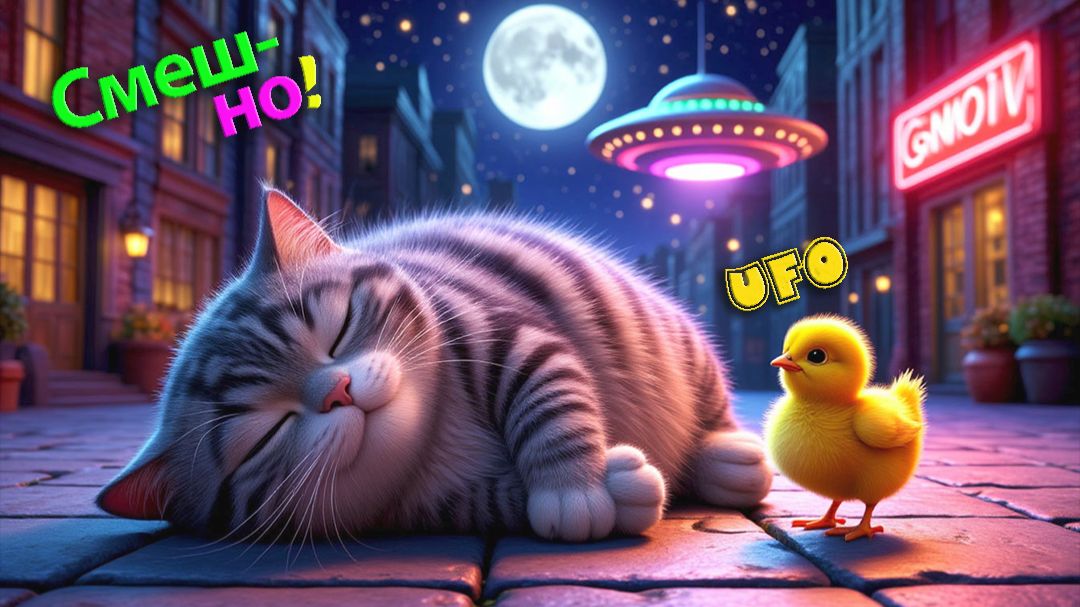 Мультфильм  Кот и Цыпленок: "Пришельцы шалят"