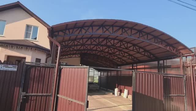 Комбинированный навес из мягкой кровли (арочный и полуарочный)