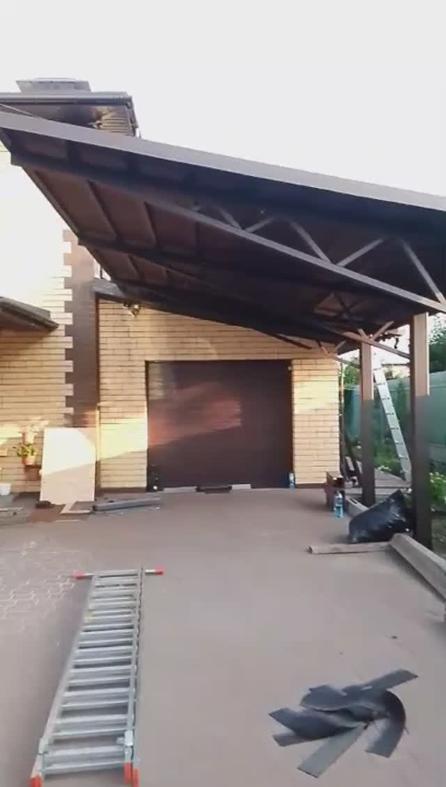 Консольный навес из мягкой кровли 6м*4м