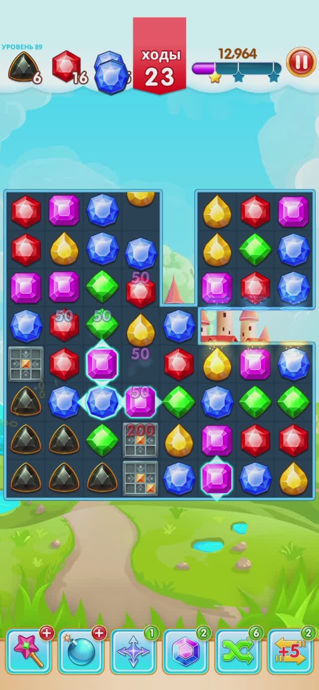 Jewel Legend 89 и 90 уровень Три в ряд