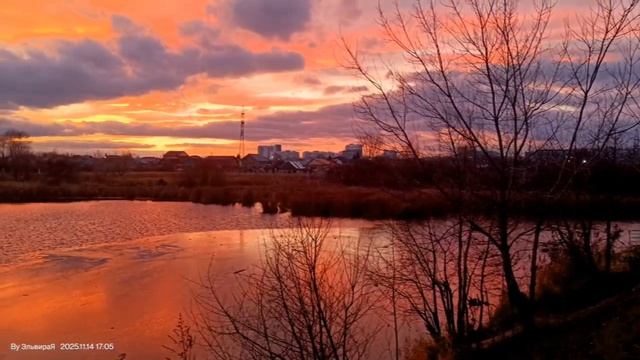 Сегодняшний закат над Шолмовским озером