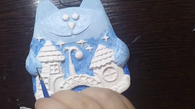 Сделала котика из гипса