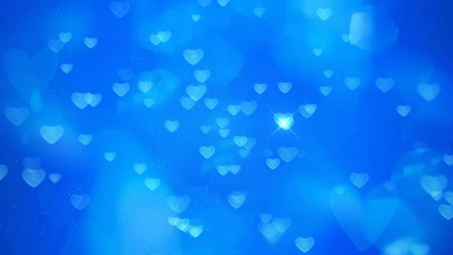 4К Фоновый футаж Голубое боке // сердца