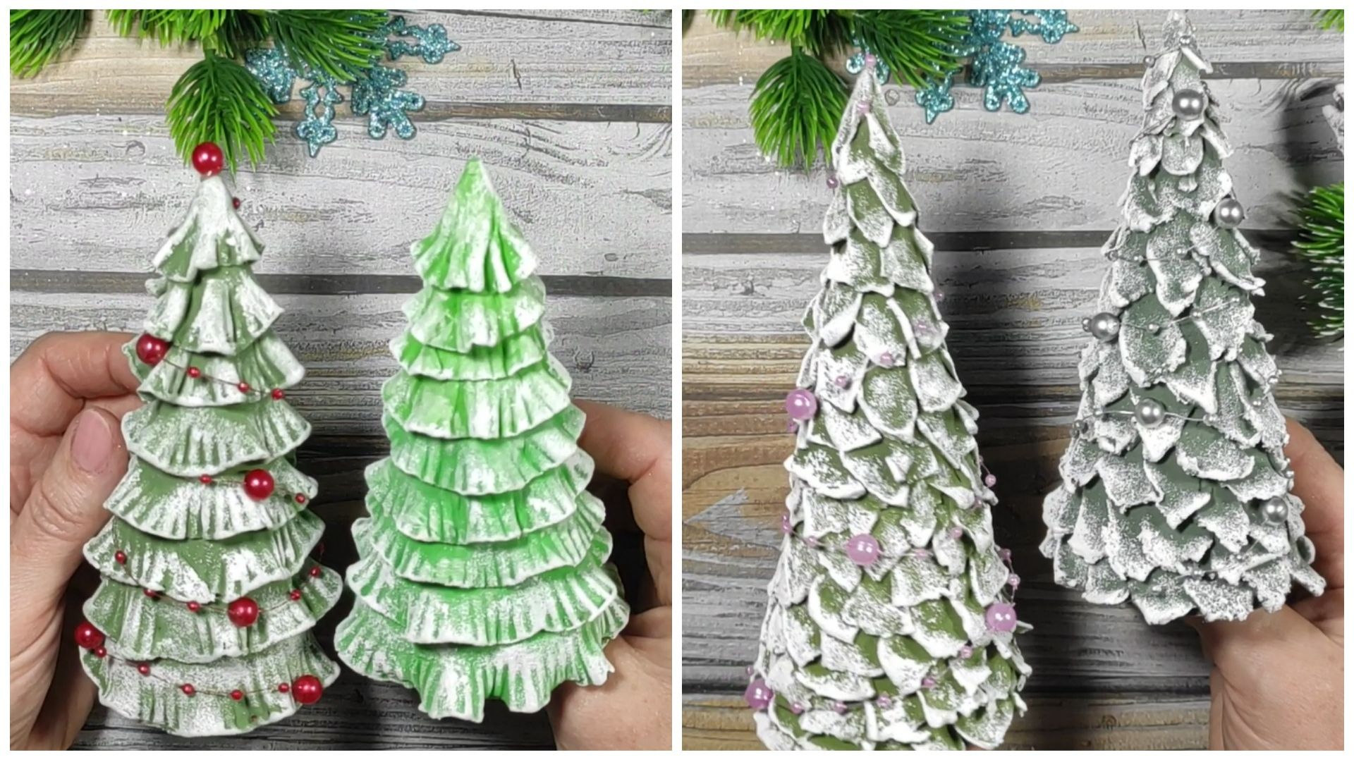 2 Идеи ёлочек ЛЕГКО и ПРОСТО из лёгкого пластилина своими руками. Новогодние поделки.