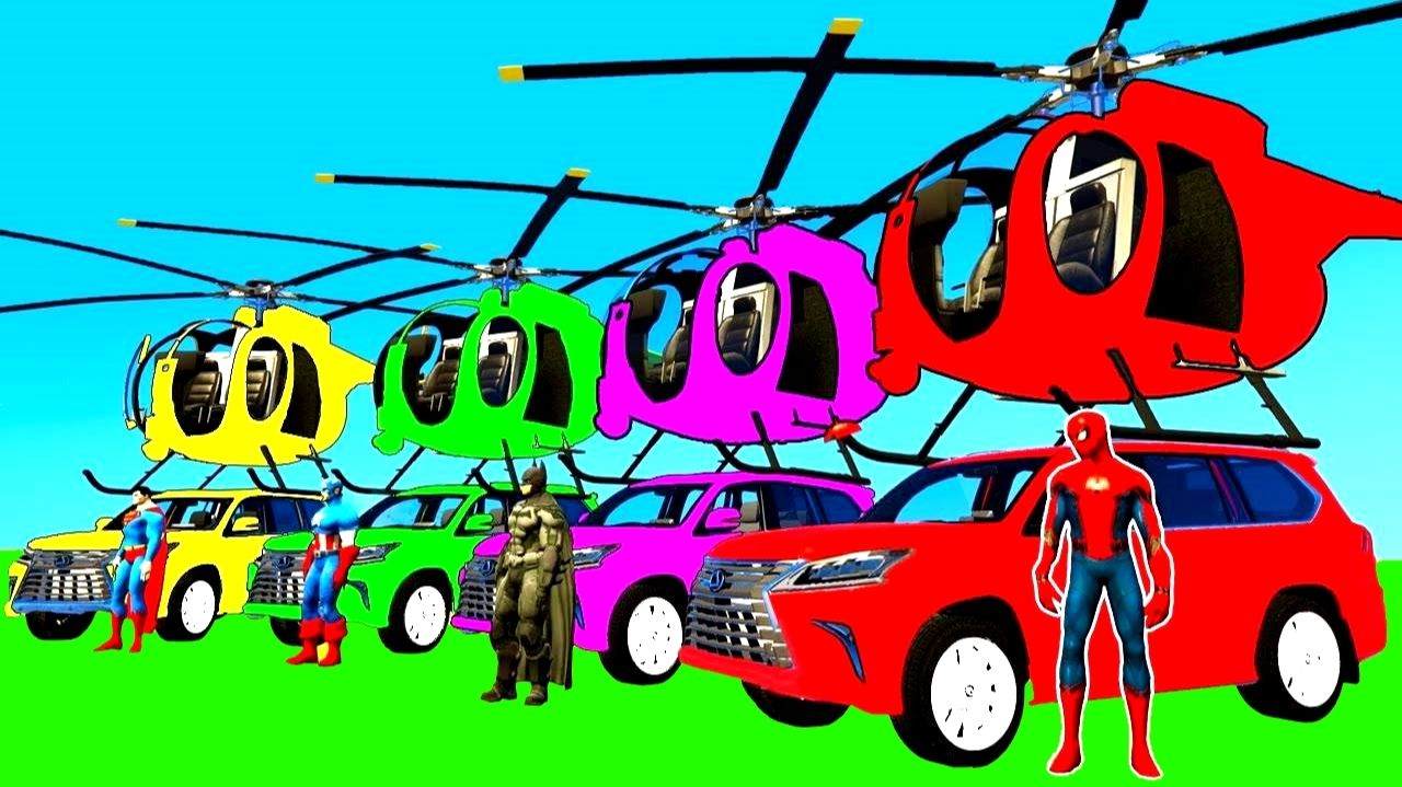 Супер Гонки Человек-паук и цветные машины с супергероями Халком и Железным человеком челенж на рампе