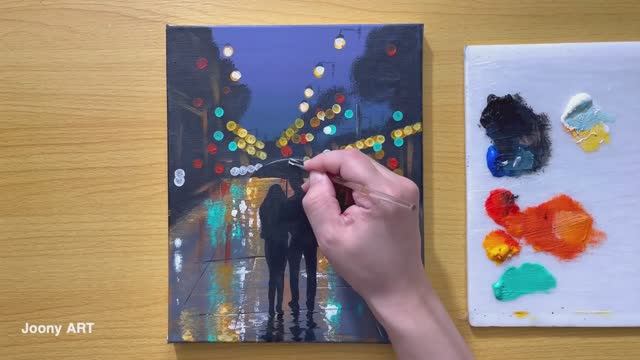 Рисуем с Joony Art: Пара под дождем
