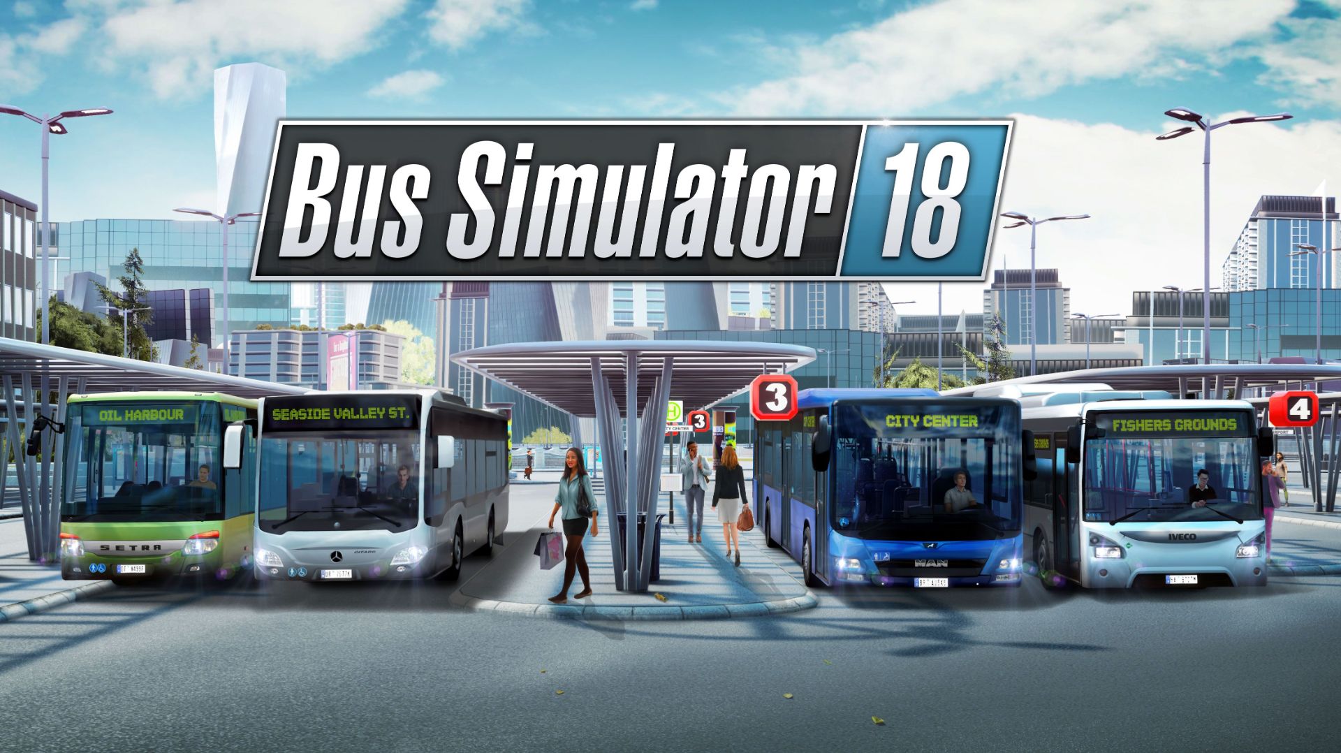 мы перевозим пассажиров в игре Bus Simulator 18