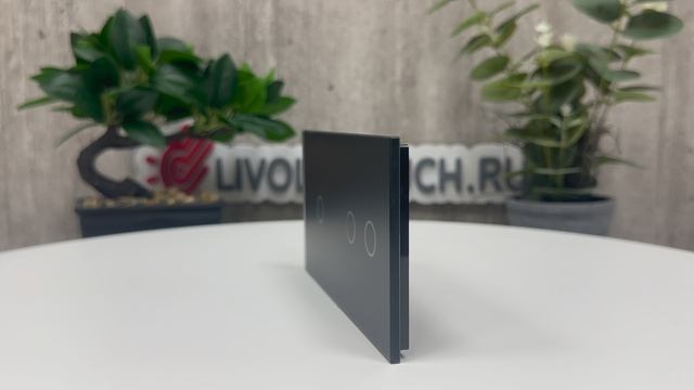 Панель для двух сенсорных выключателей Livolo, 3 клавиши, цвет черный матовый, BB-C7-C1/C2-12 MT