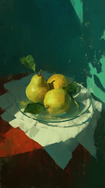Золотые груши в утреннем свете (картина #993) / Арт-студия Нормова