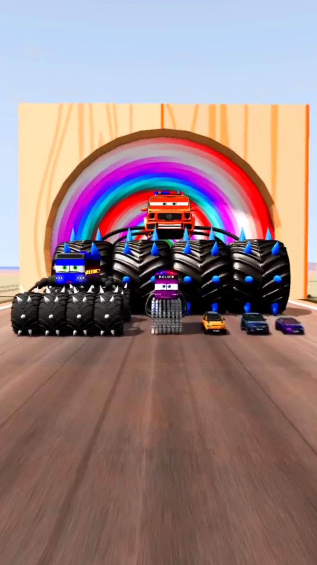 Большая и маленькая полицейская машина  против поездов | BeamNG.Drive