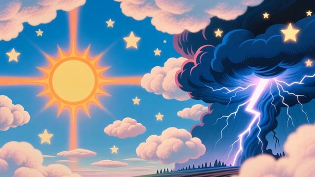 Солнце и гроза в одном небе! ☀️⚡ Волшебный контраст света и тьмы. Красота природы.