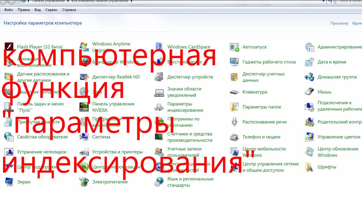 компьютерная функция параметры индексирования.