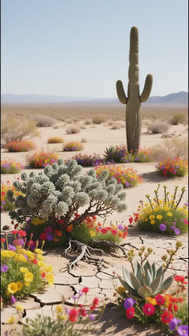 Цветущая пустыня после дождя.