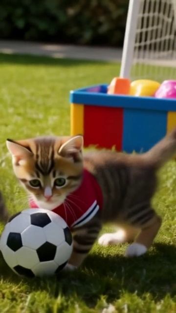 Нейроклип - котята играют в футбол #shorts #нейроклипы #котята #футбол #милота