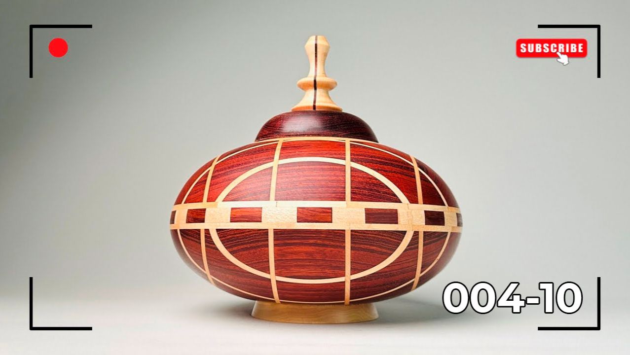 Сегментное точение Шкатулка Деревянный токарный блок в красную клетку Токарка по дереву№004_10