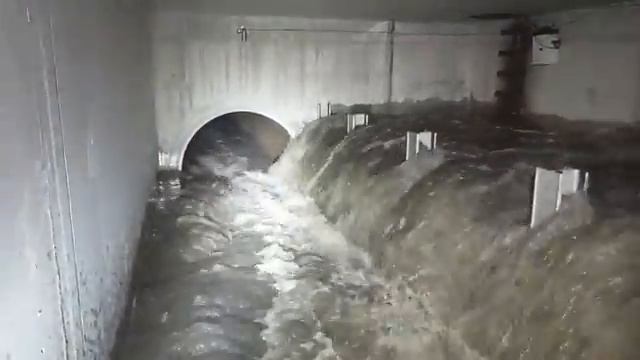 Чешский диггер в трубе в дождь Tomkovo náměstí - odlehčení 21 07 2025 Brno - Husovice